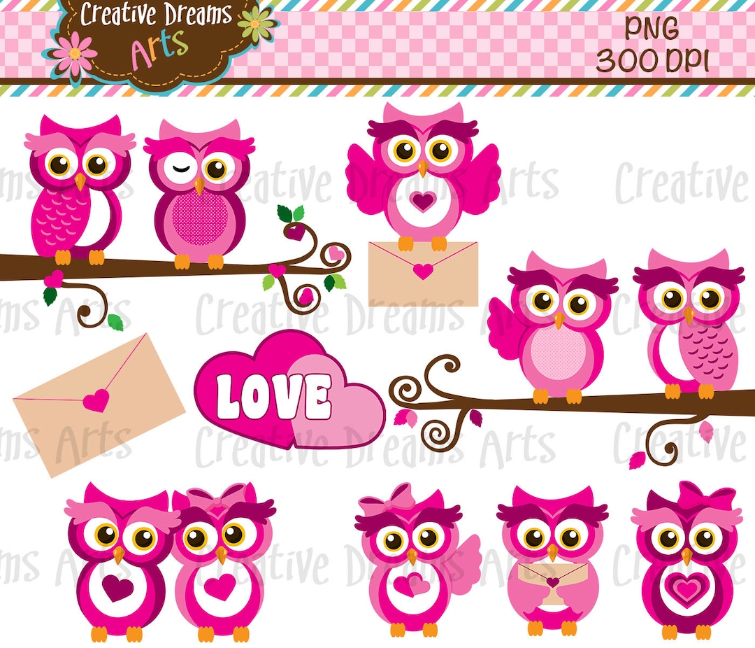 Love Owls Clipart Instant Download - Etsy