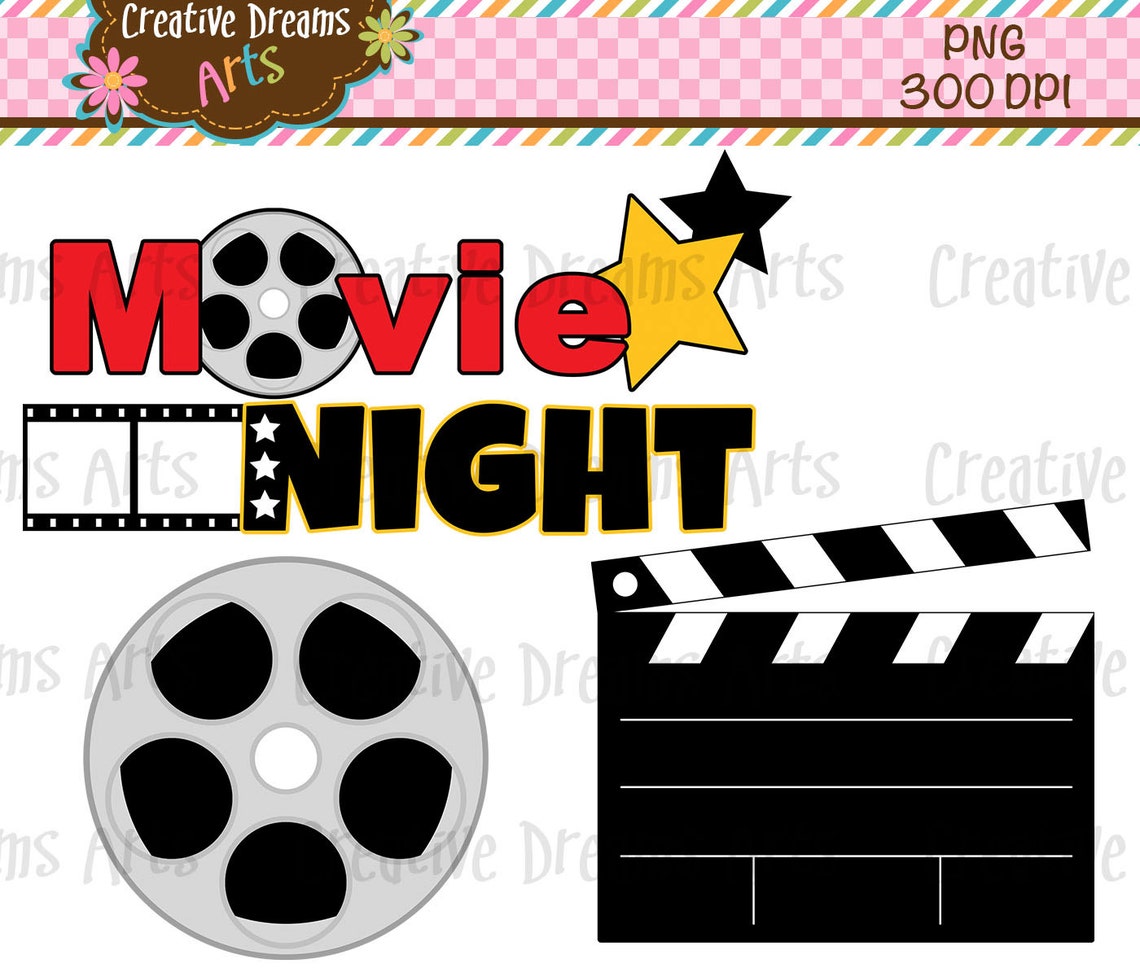 Movie Night Digital Clip Art Instant Download | Etsy