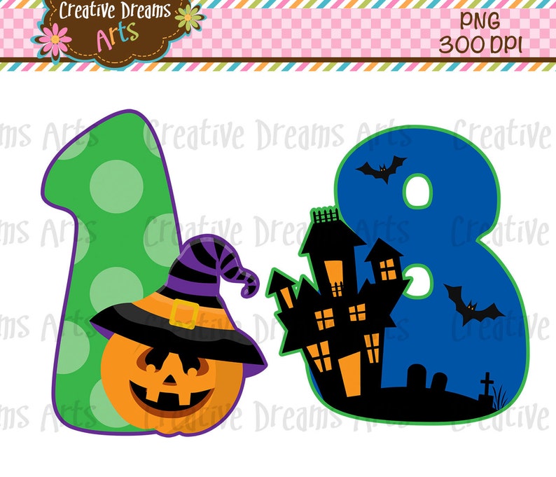 Halloween Numbers Clipart Instant Download - Etsy