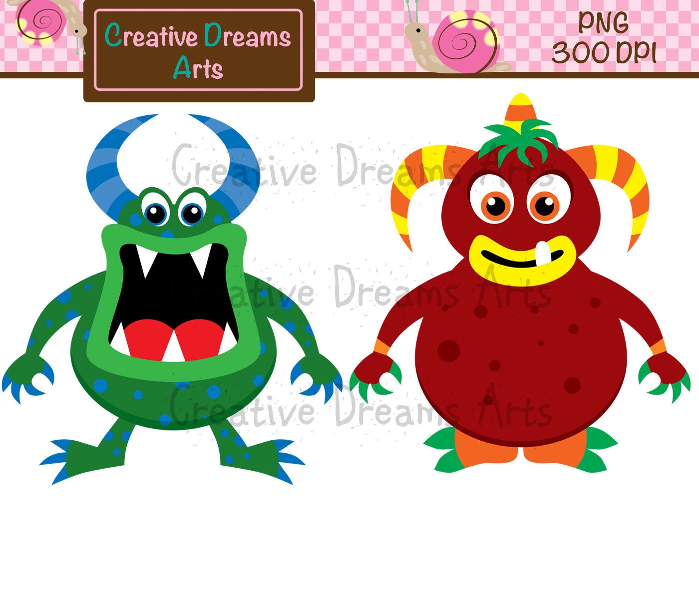 Monsters Digital Clip Art Instant Download - Etsy Canada