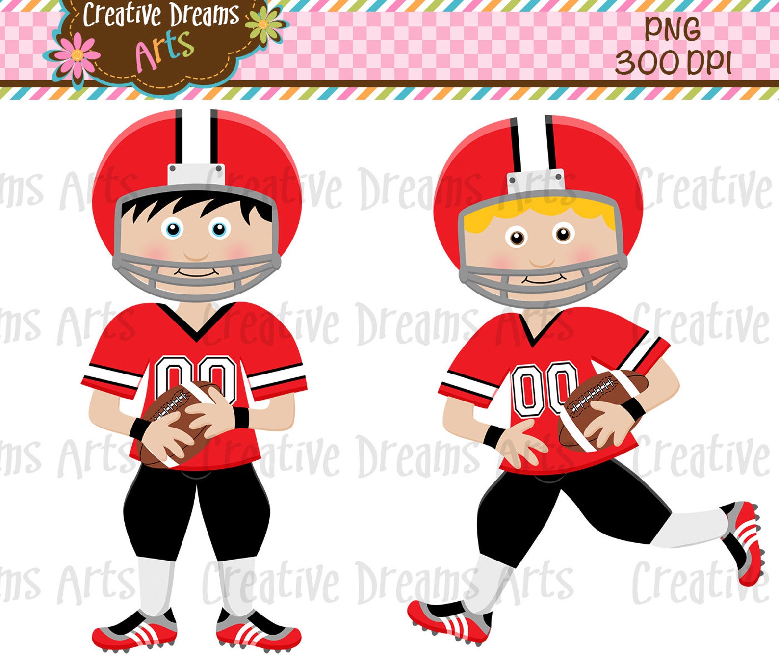 Red Football Players Digital Clip Art Instant Download - Etsy