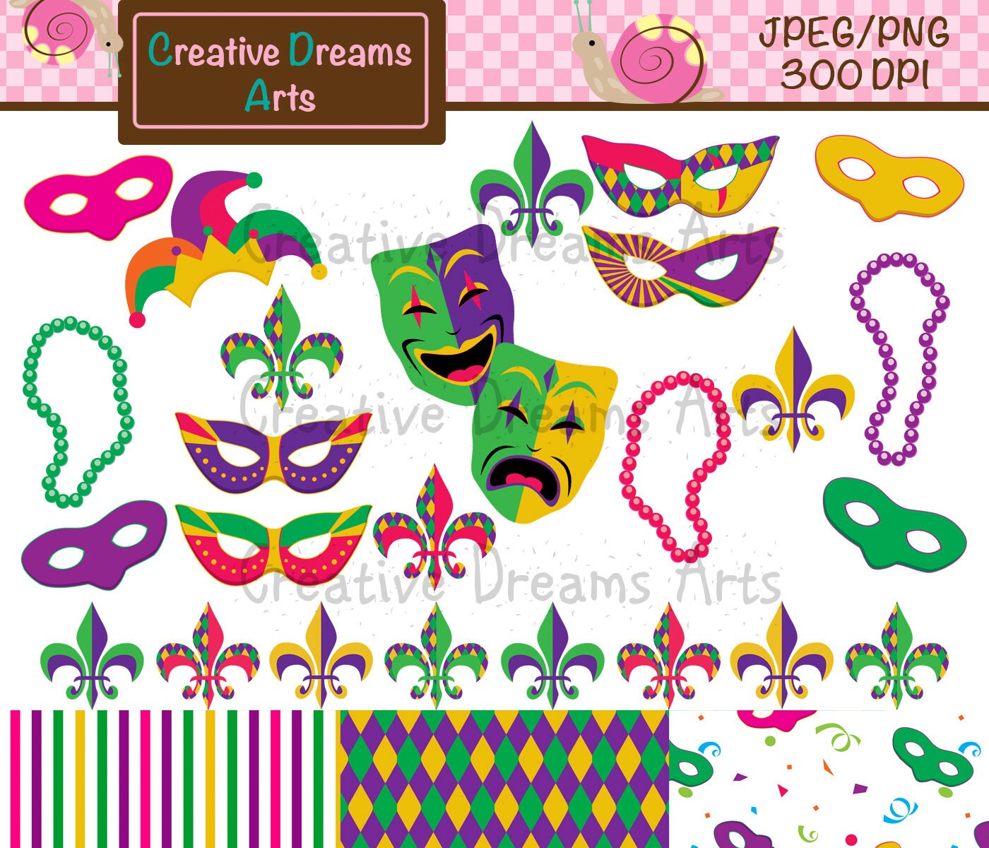 Mardi Gras Digital Clip Art Instant Download | Etsy