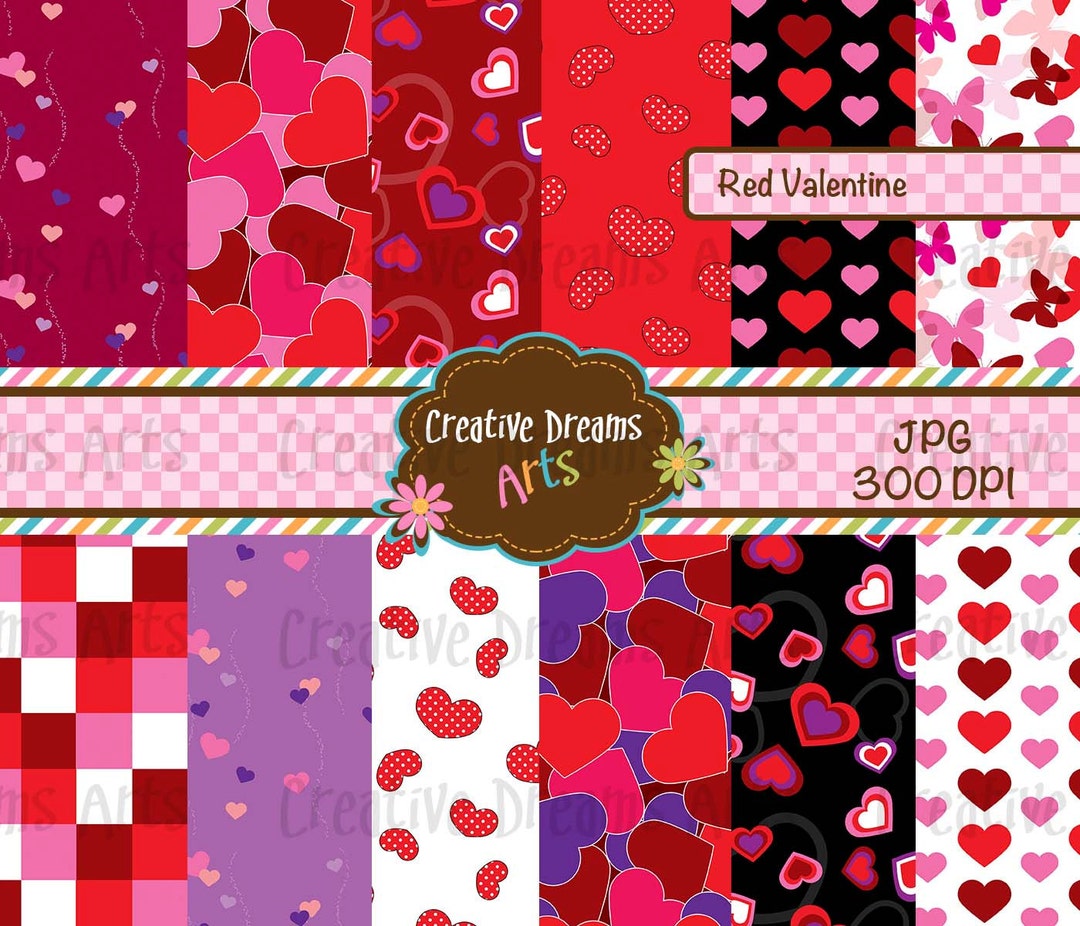 Red Valentine Digital Paper Pack Instant Download - Etsy