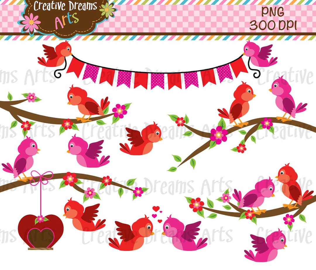 Love Birds Clipart Instant Download - Etsy