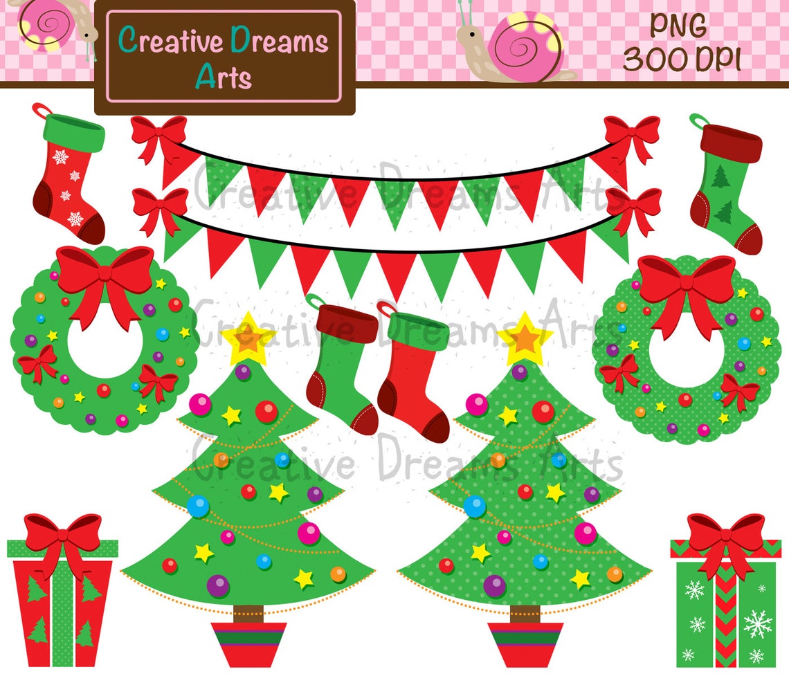 Christmas Digital Clip Art Instant Download | Etsy