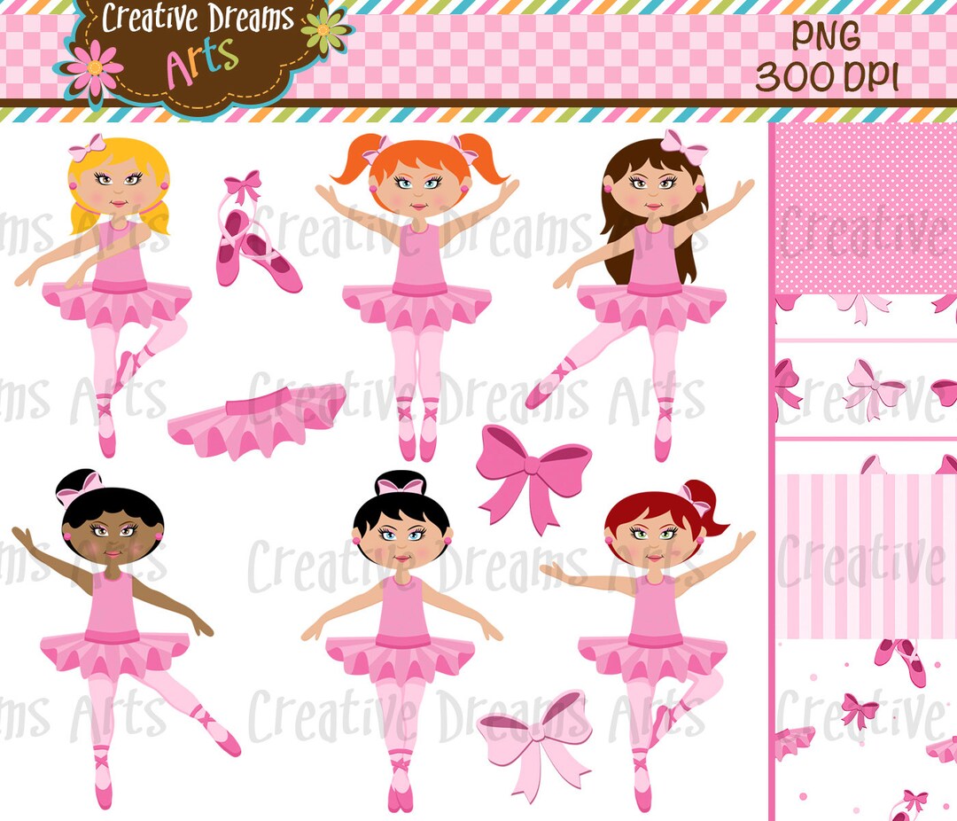 Pink Ballerinas Digital Paper Pack Instant Download - Etsy