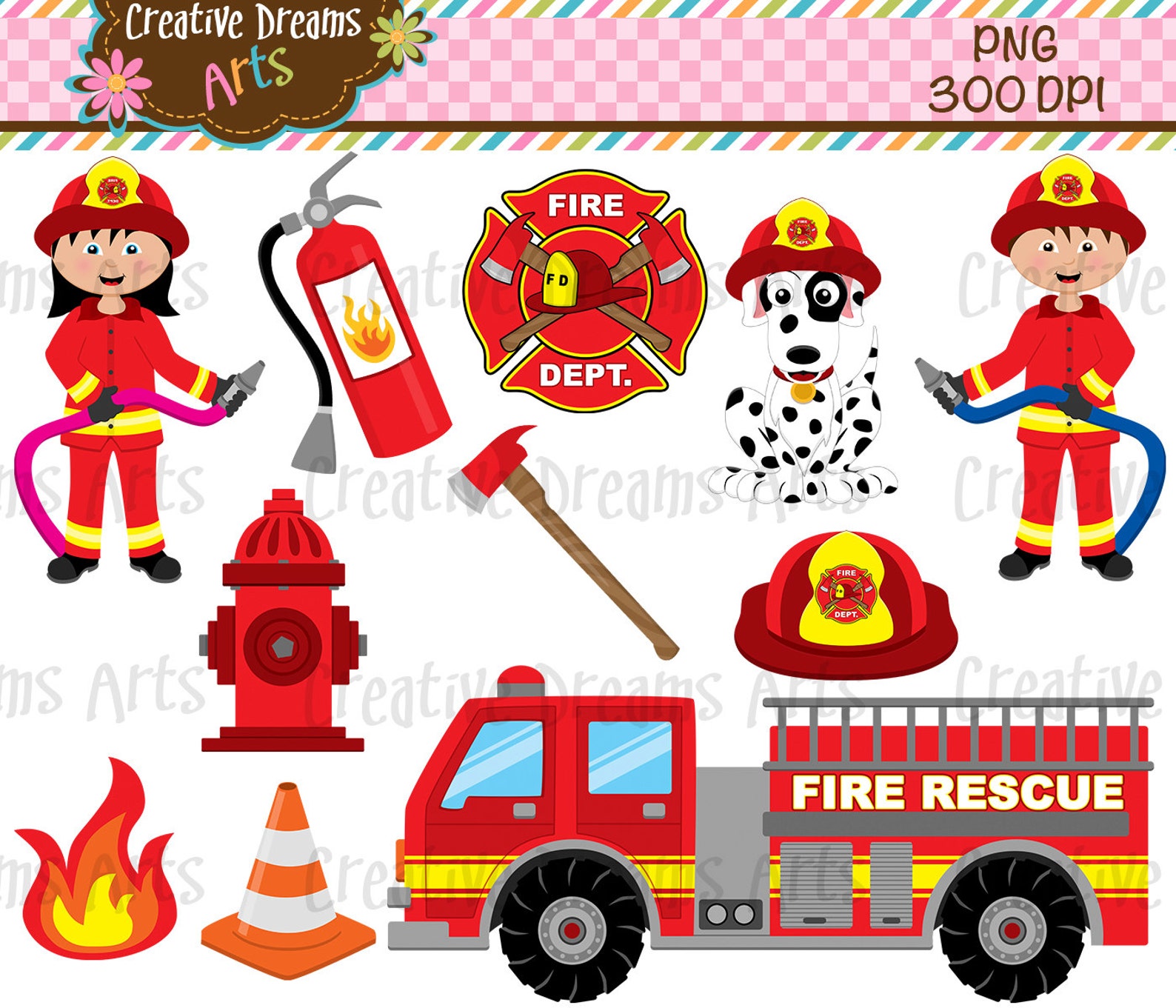 Fire Fighters Digital Clip Art Instant Download - Etsy