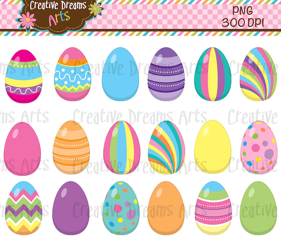 Easter Eggs Digital Clip Art Instant Download | Etsy