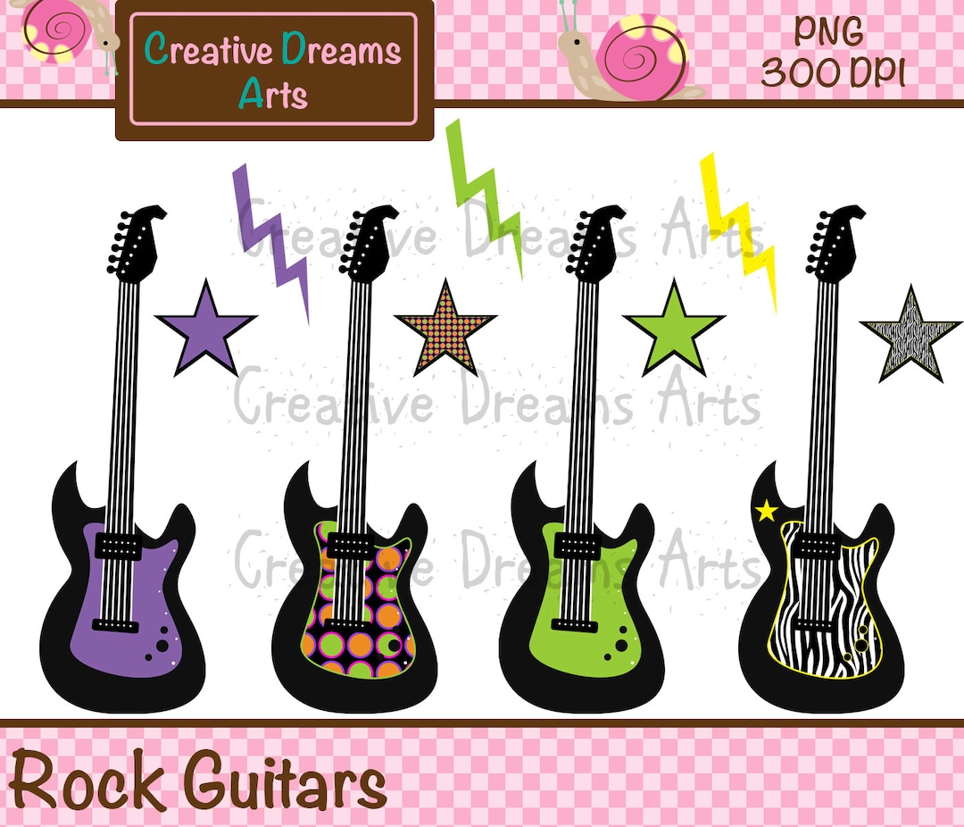 Rock Guitar Digital Clip Art Instant Download - Etsy