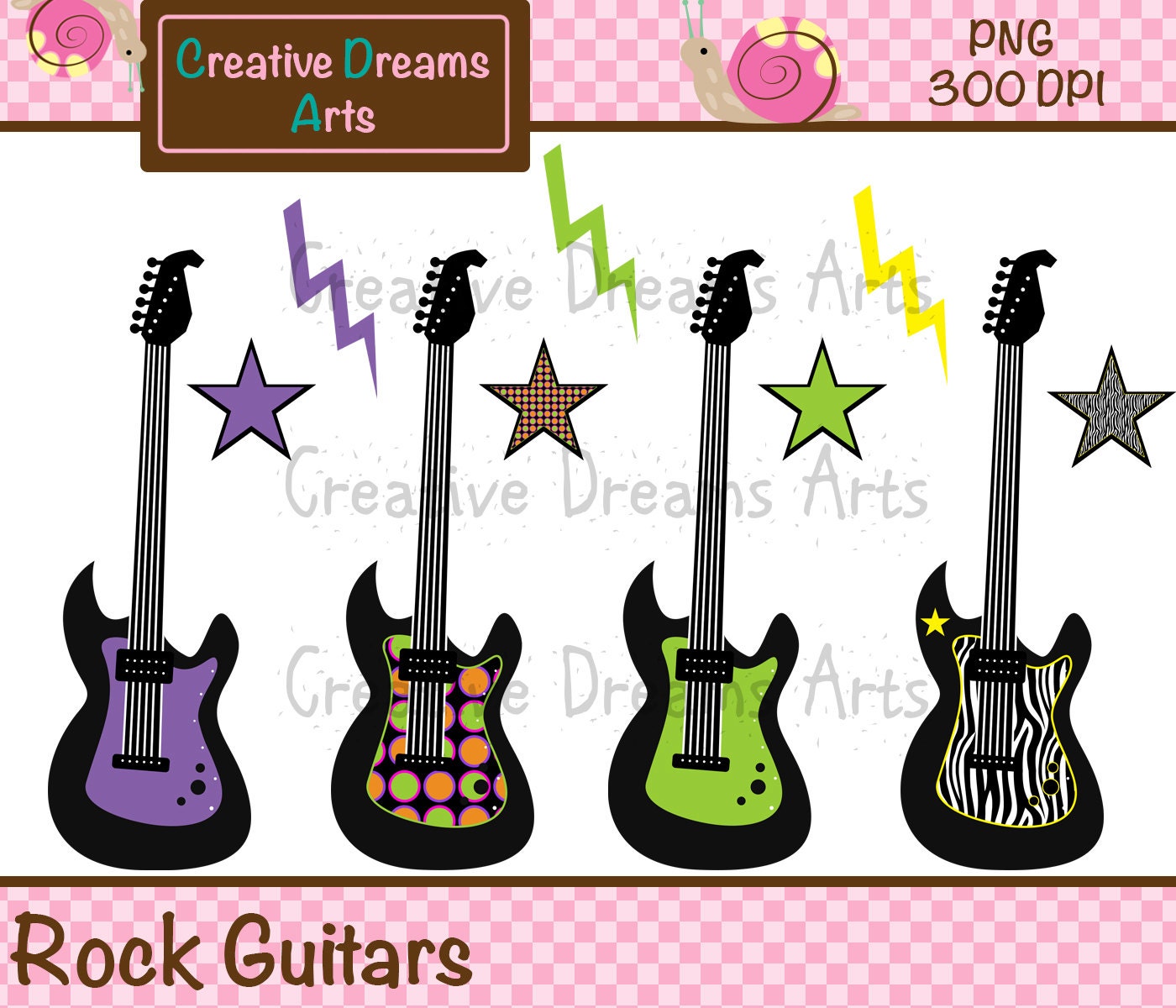 Rock Guitar Digital Clip Art Instant Download - Etsy