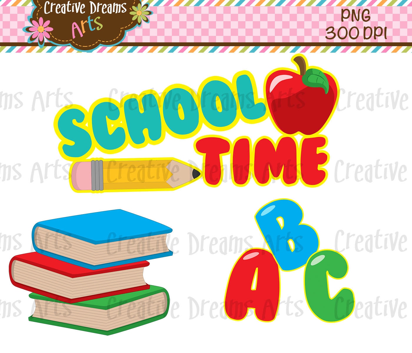 SchoolTime Digital Clip Art Instant Download | Etsy