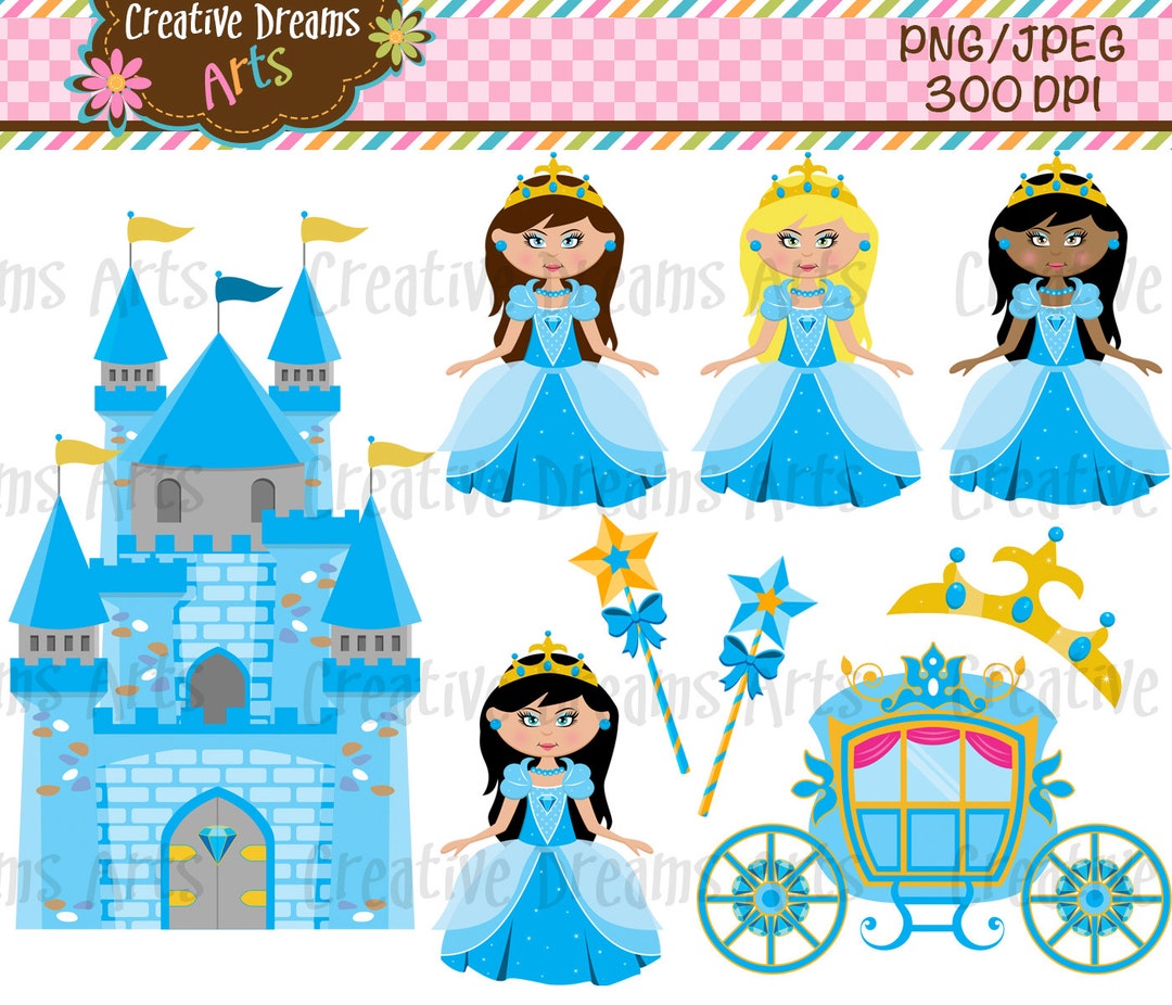 Blue Pretty Princess Digital Clipart Instant Download - Etsy