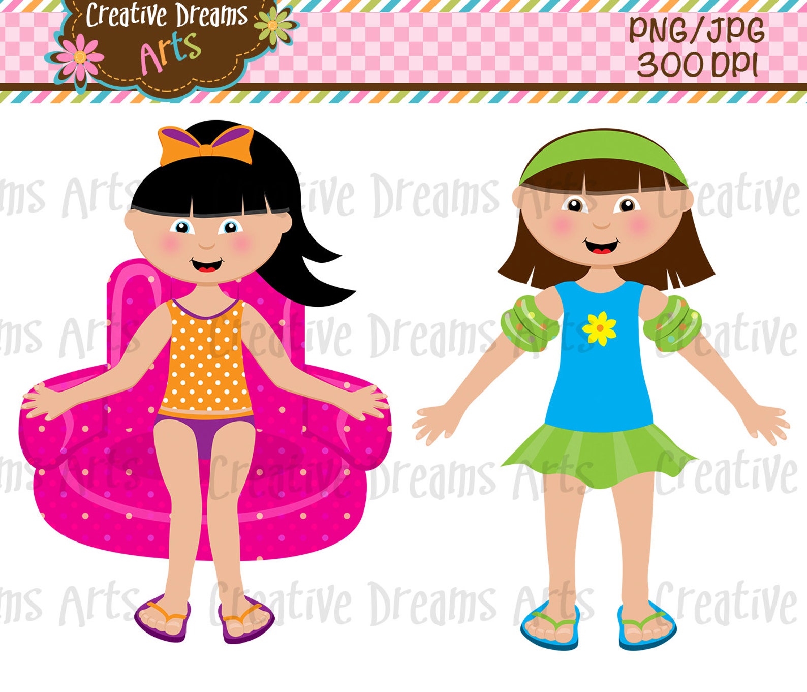 Girls Pool Party Digital Clip Art Instant Download - Etsy
