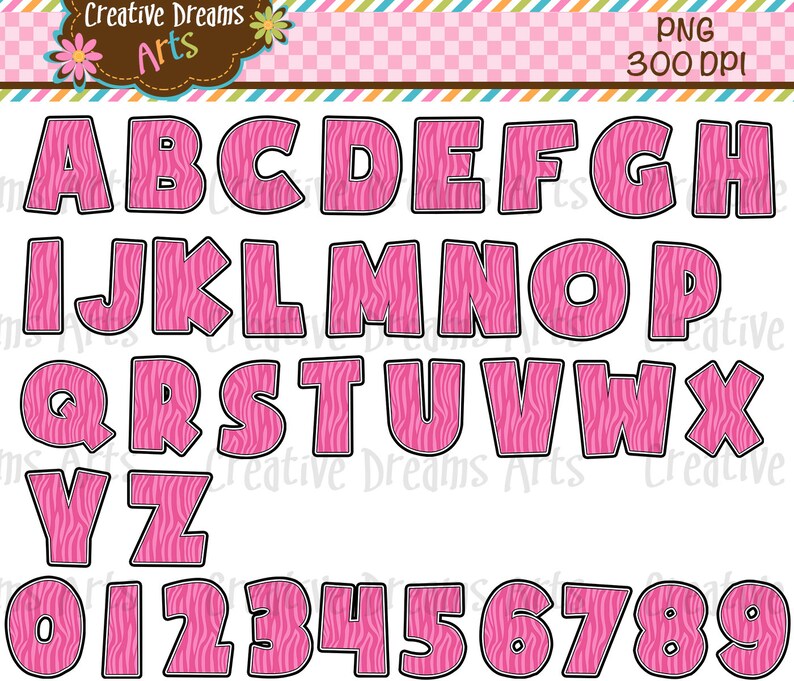 Pink Zebra Alphabet Digital Clipart Instant Download - Etsy