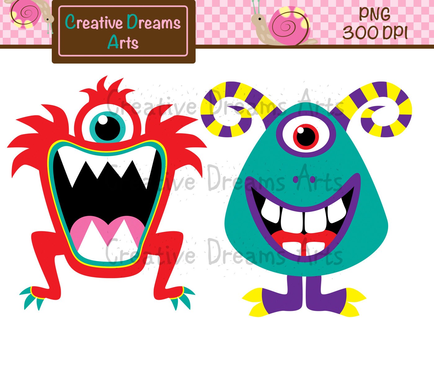 Monsters Digital Clip Art Instant Download - Etsy Canada