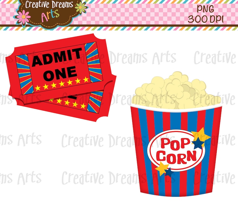 Movie Night Digital Clip Art Instant Download - Etsy