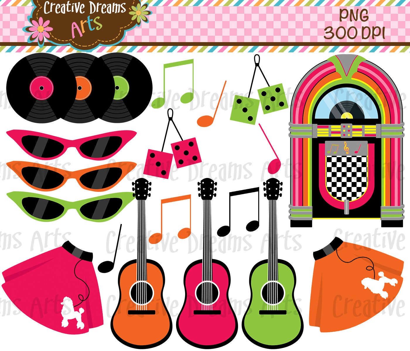 The 50's Digital Clip Art Instant Download - Etsy