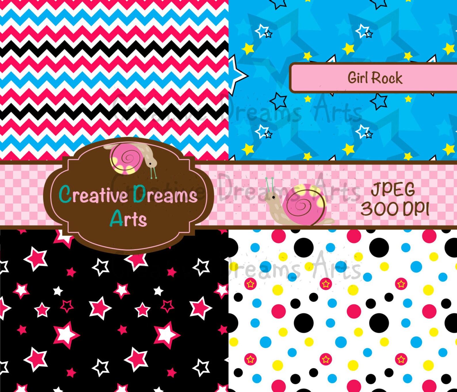 Girl Rock Digital Paper Pack Instant Download - Etsy