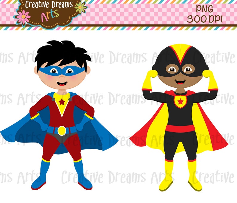 Superheroes Digital Clip Art Instant Download | Etsy