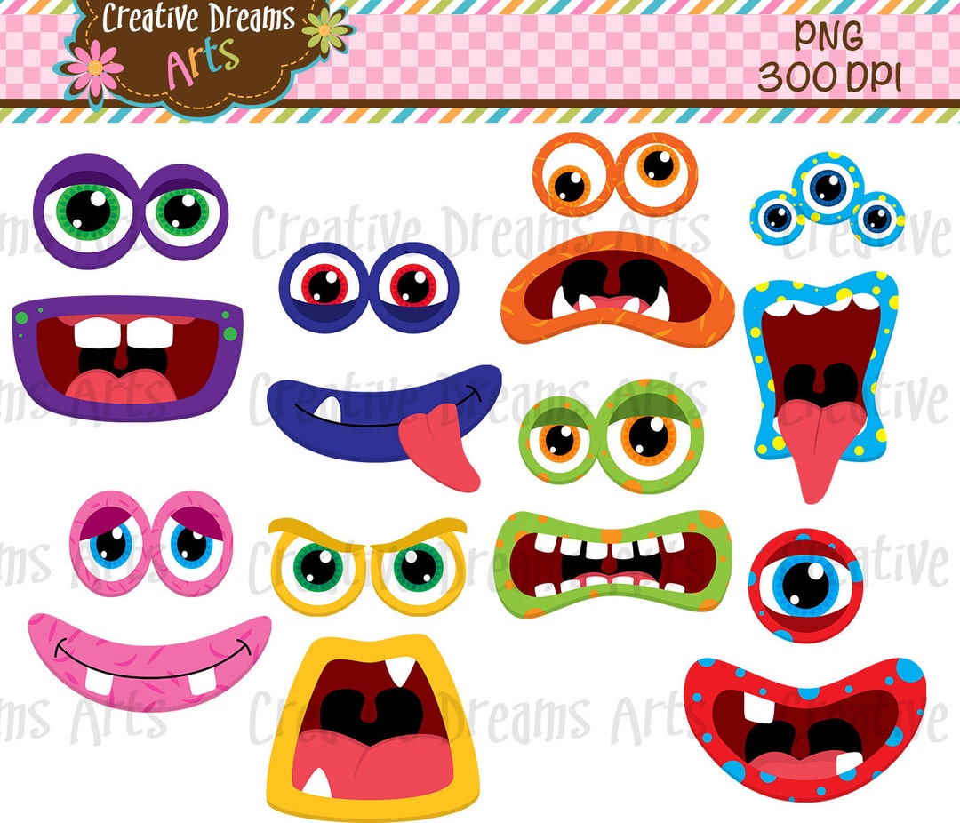 Monster Faces Clip Art Instant Download - Etsy