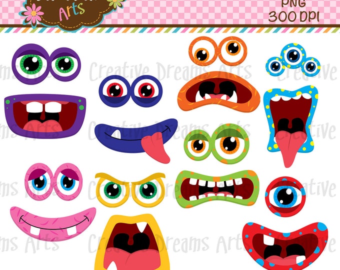 Monster Faces Clip Art Instant Download - Etsy