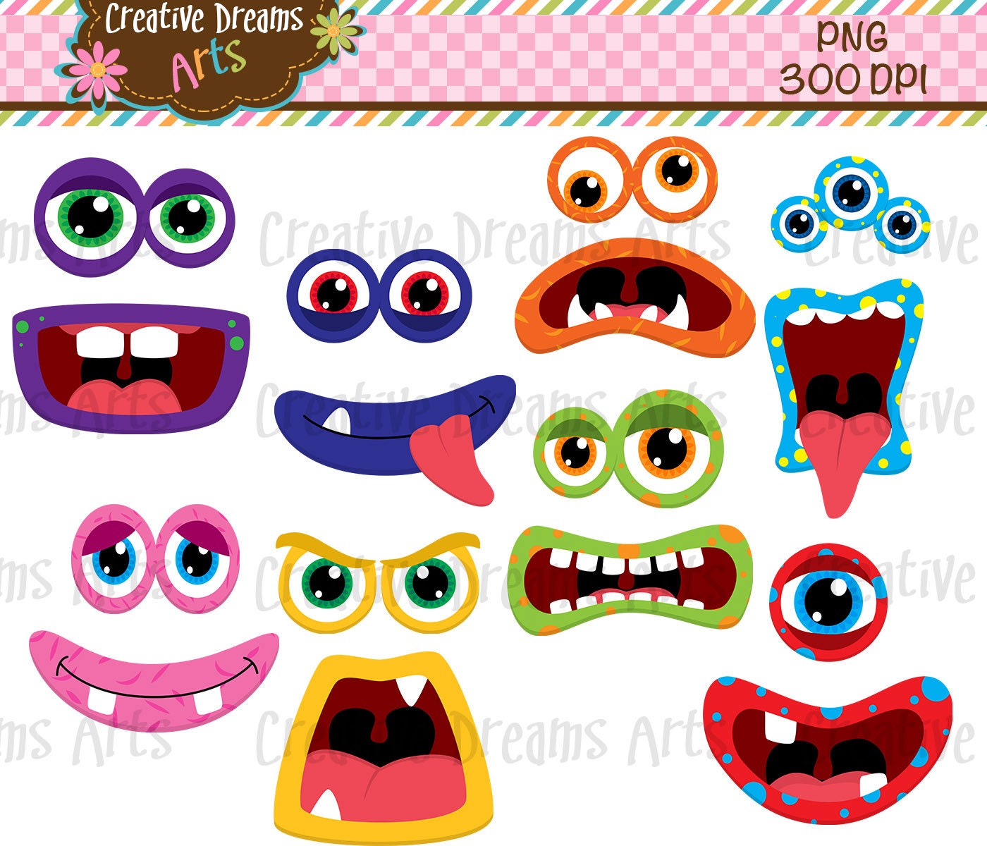 Monster Faces Clip Art Instant Download - Etsy