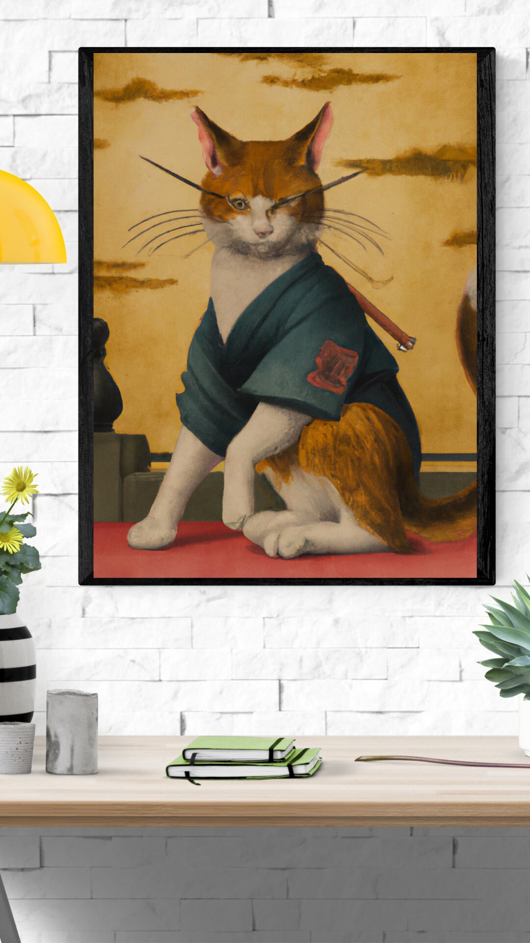 Ukiyo-e Style Combat Samurai Cat Painting Japanese Wall Art Utagawa ...