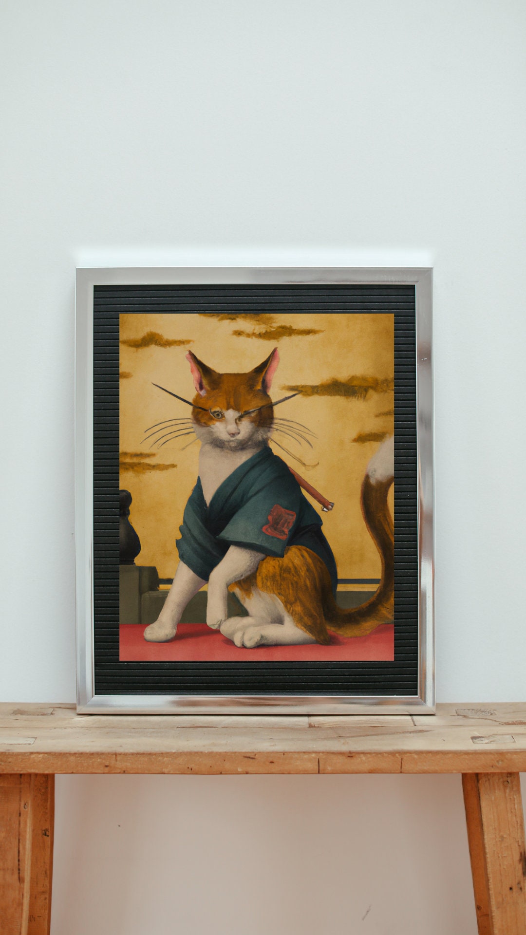 Ukiyo-e Style Combat Samurai Cat Painting Japanese Wall Art Utagawa ...