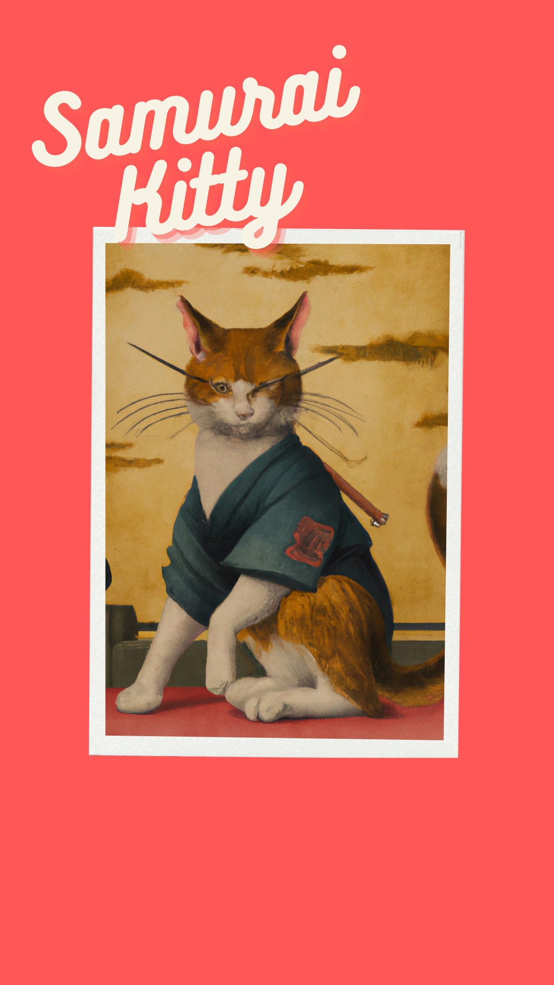 Ukiyo-e Style Combat Samurai Cat Painting Japanese Wall Art Utagawa ...