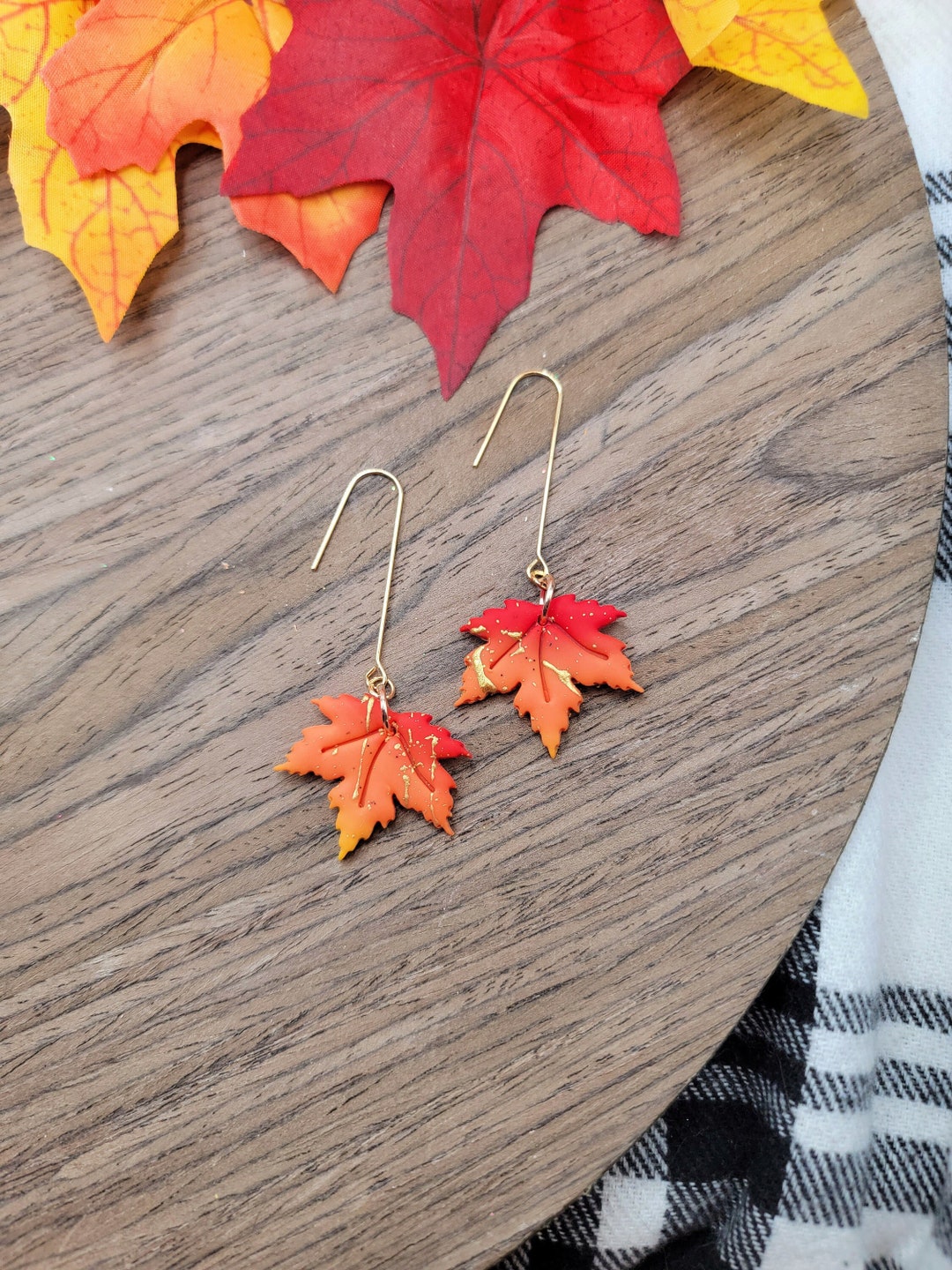 Ombre Fall Leaf Dangles Clay Earrings - Halloween Earrings - Fall ...
