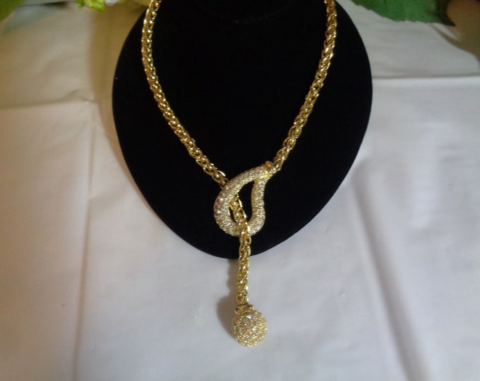 Traci Lynn Crystal Encrusted Heavy Rope Chain Lariat Style Necklace - Etsy