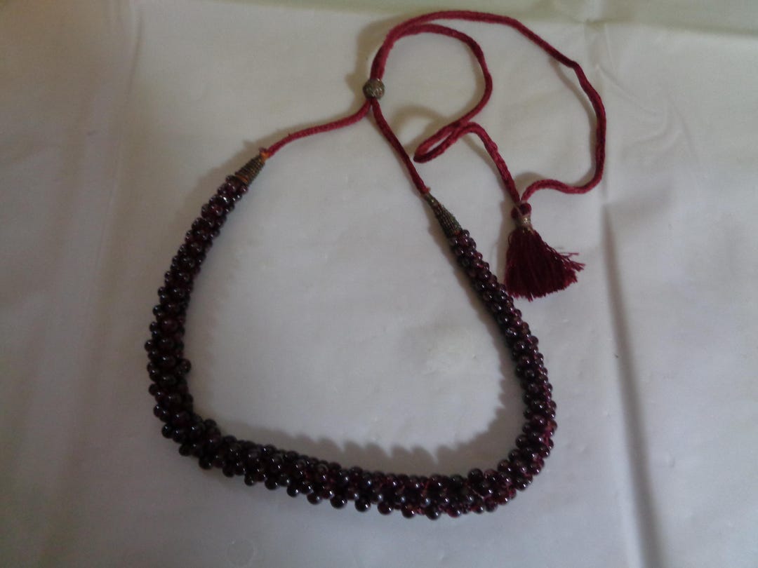 Antique Adjustable Inter-woven Cluster Bohemian Red Garnet Bead ...