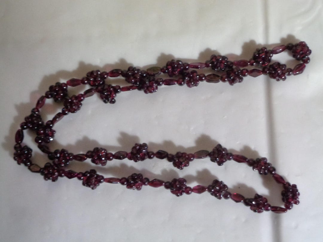 Woven Clusters Bohemian Red Pyrope Garnet Bead Necklace 25 Inches - Etsy
