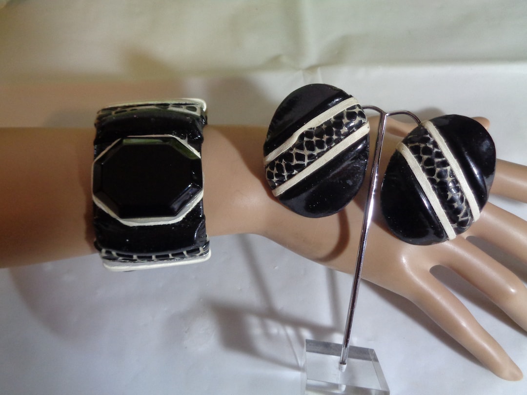 Duane Fitzgerald for Leather Snakeskin Butterfly Rocker Style Bold Cuff ...