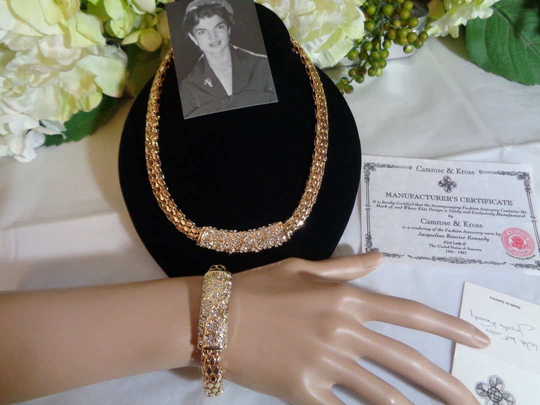 Camrose & Kross Jacqueline Kennedy Clover Design Swarovski Crystal Gold ...