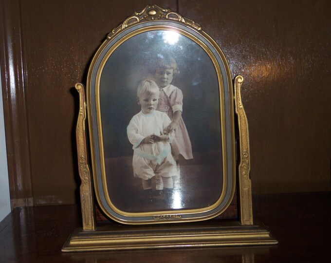 Antique Early 1900s Large Framed Photo Portrait Boy and Girl Wood ...