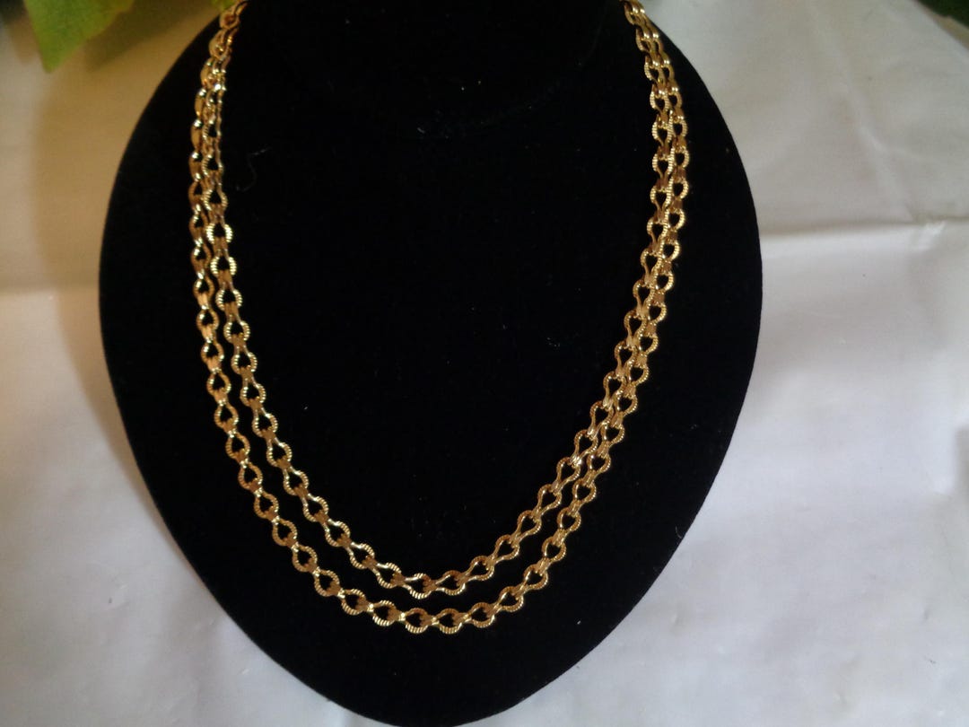VENDOME© Ornate Solid Weight Gold Tone Link Chain Necklace 32 Inches ...