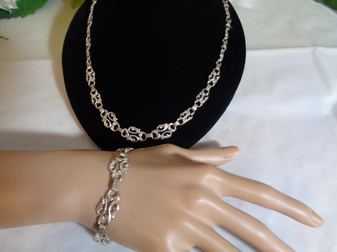 GERMAN Silver Antique 835 Silver Marked 20-inch Necklace Matching 7 ...