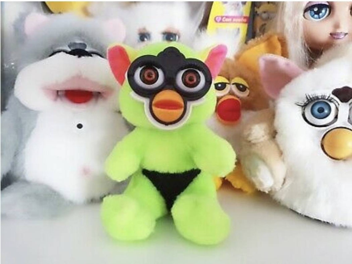 Furby fake Green Body knockoff furby plush neon green fur | Etsy