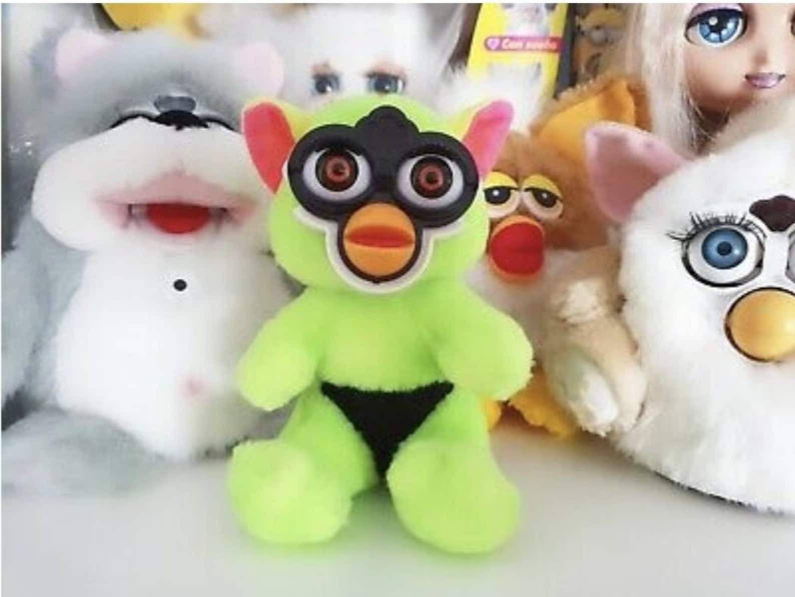 Furby fake Green Body knockoff furby plush neon green fur | Etsy