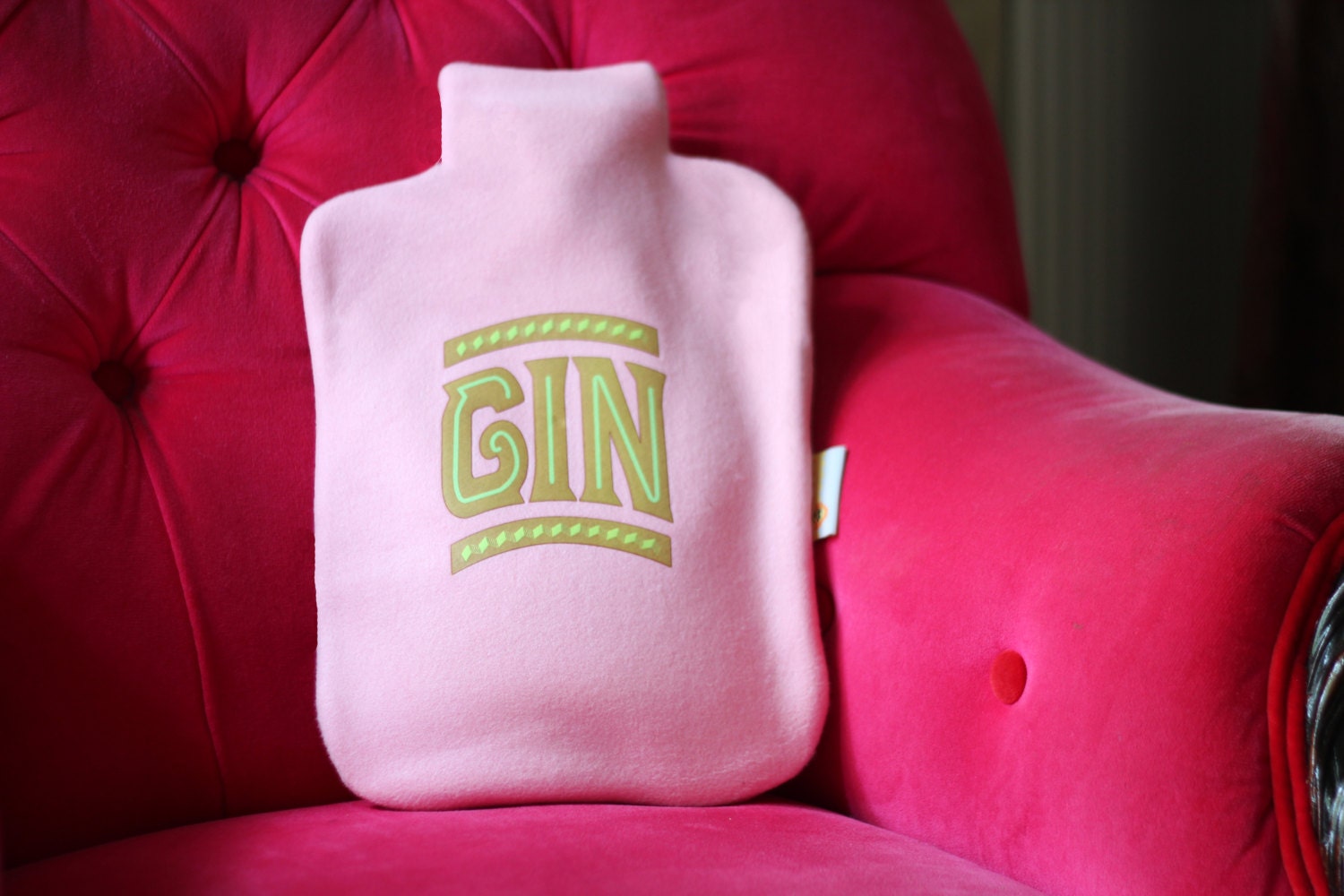 Gin Hot Water Bottle Cover With Retro Emblem on Cosy Fleece - Etsy UK