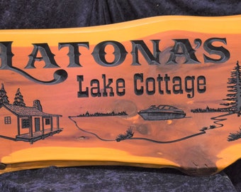 Cedar Sign 3ft Wide Wood Sign Rustic Cedar Slab Sign Custom Sign ...