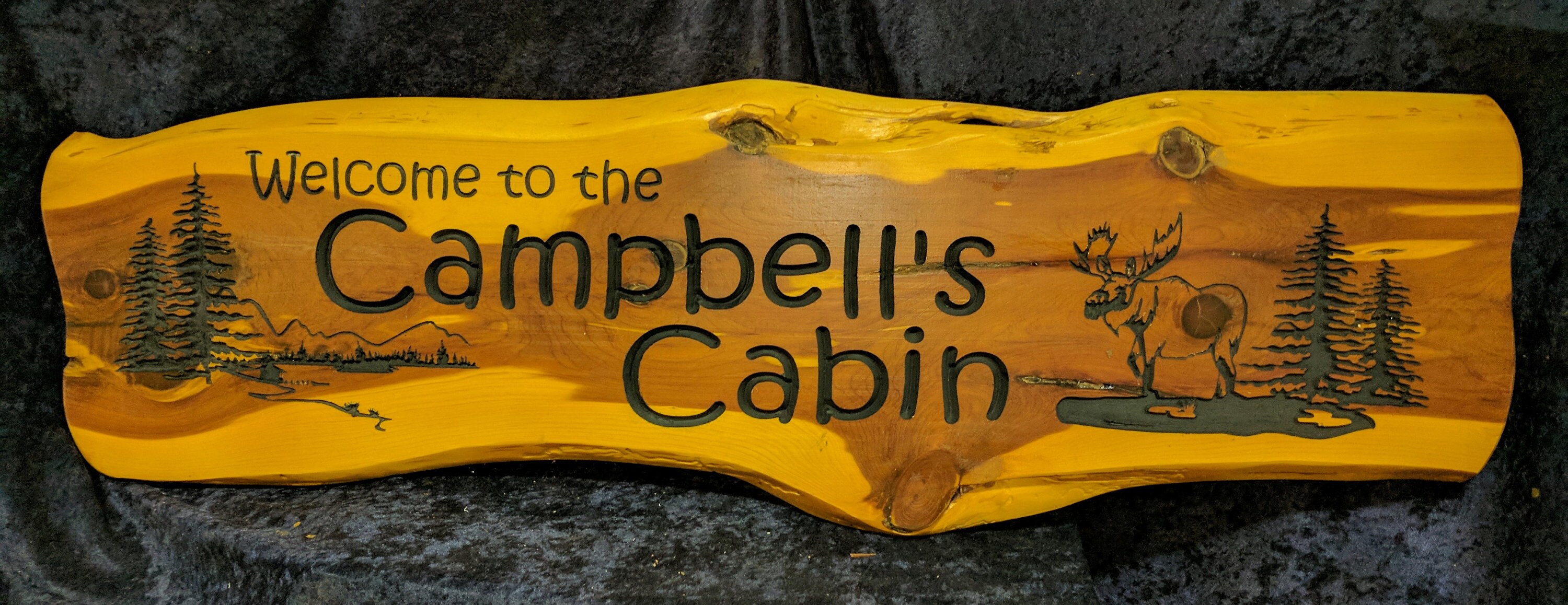 Cabin Sign 3ft Wide Cedar Sign Slab Sign Lodge Sign | Etsy