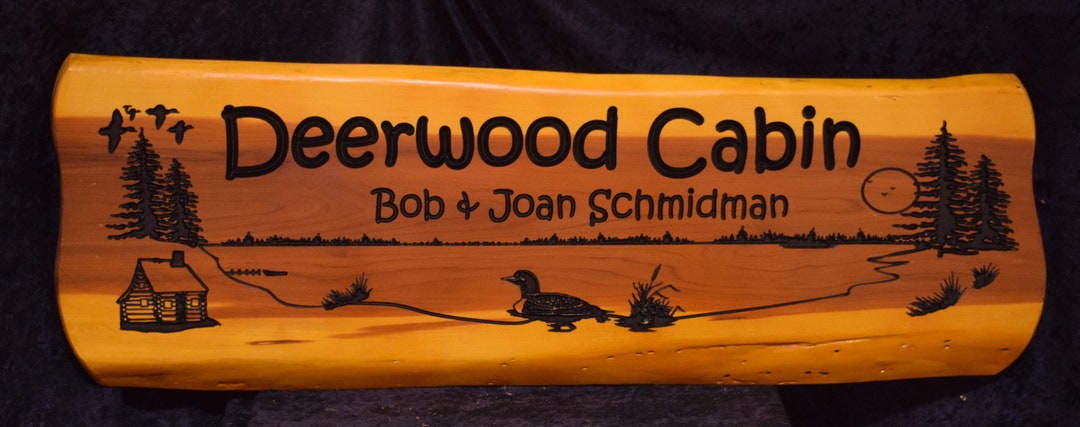 Cabin Sign * 3ft Wide * Cedar Sign * Slab Sign * Lodge Sign * Wood Sign ...