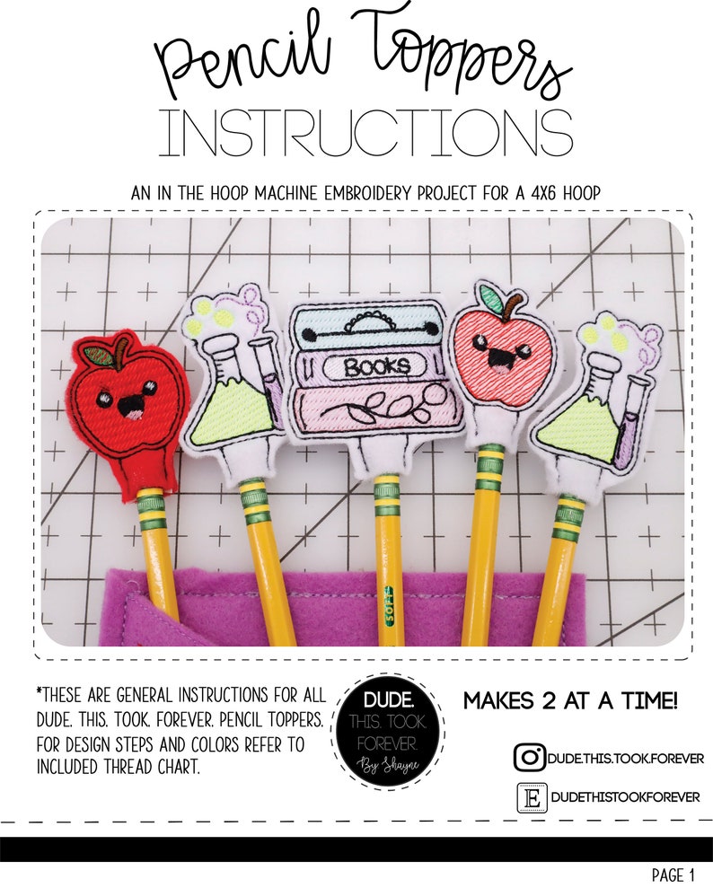 Chemistry Set Pencil Topper: in the Hoop Machine Embroidery Design - Etsy