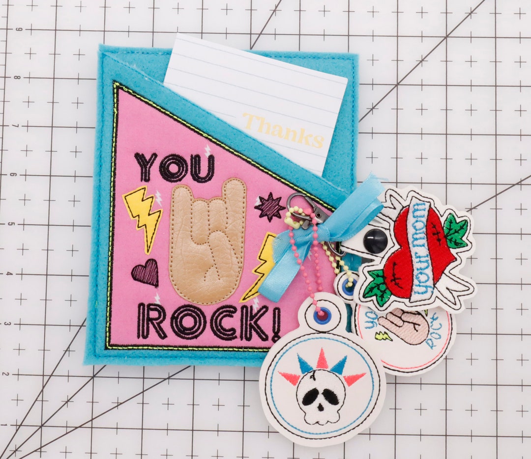You Rock Card Gift Pocket: Machine Embroidery Design - Etsy