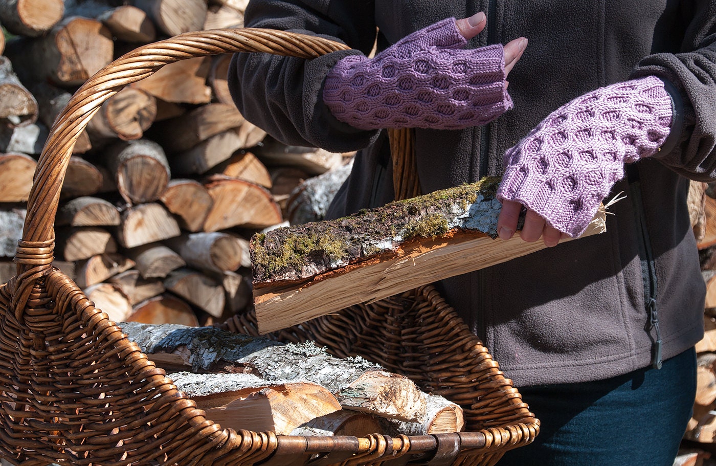 PDF Knitting Pattern, Honeycomb Fingerless Mittens Pattern, Textured Fingerless Gloves Pattern ...