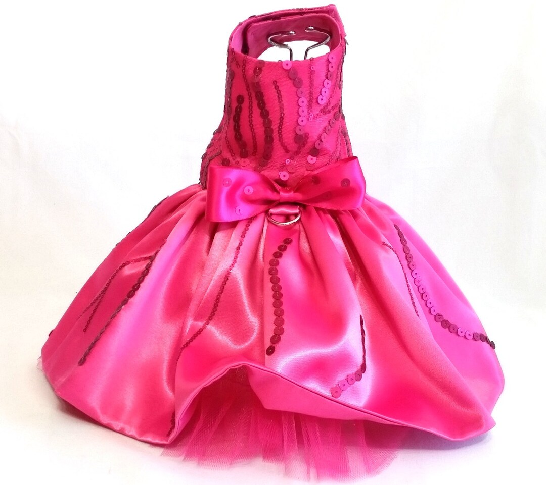 Fuchsia Sequins Dog Harness Dress Xxsmall to Xxlarge Dog Dress, Dog ...