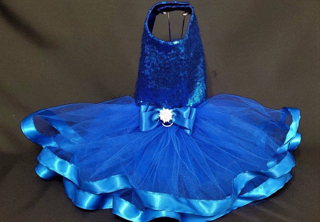 Dog Tutu, Royal Blue Sequin Dog Dress, Dog Harness Dress. Dog Wedding ...