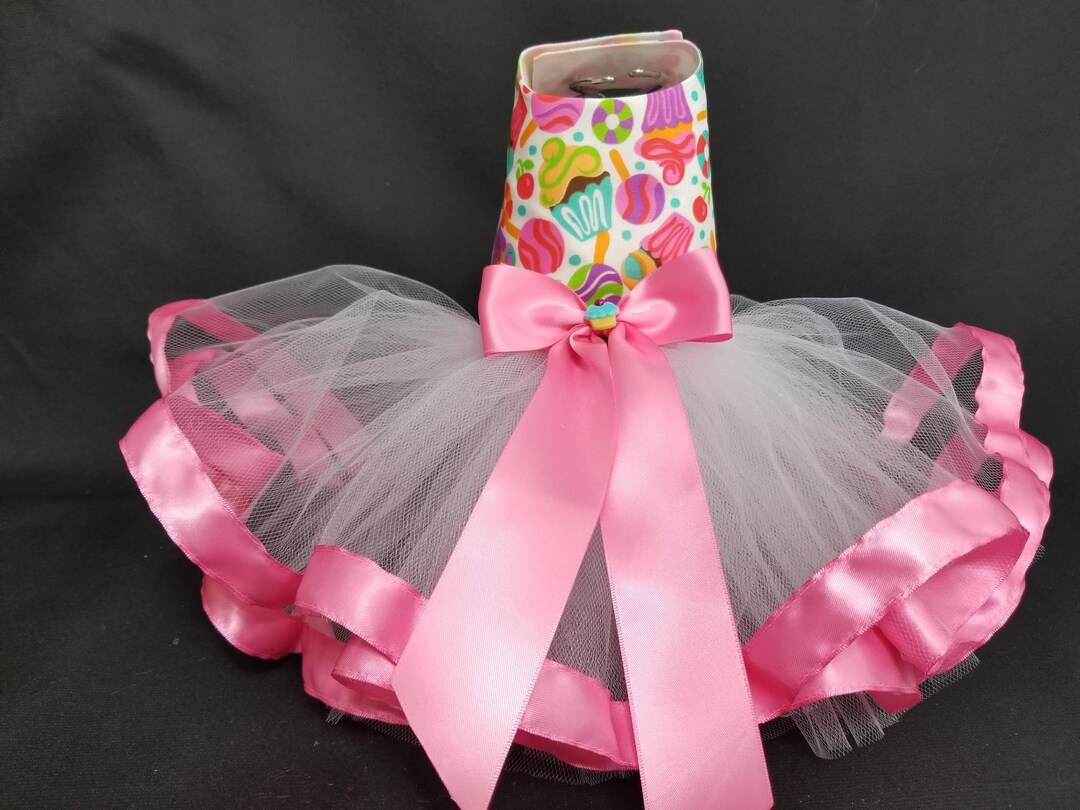 Cupcake Dog Harness Dress, Birthday Dog Dress, Tutu Dog Dress, Dog ...